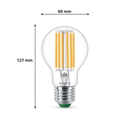 Ampoule LED A60 E27 1095lm=75W blanc chaud Philips ⌀6 cm transparent