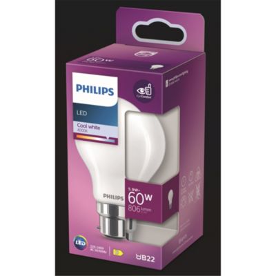 Ampoule LED B22 dépoli 806 lm blanc froid 5,9W Philips