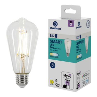 Ampoule LED connectée Myko E27 Edison à filament 806lm=60W variation de ...