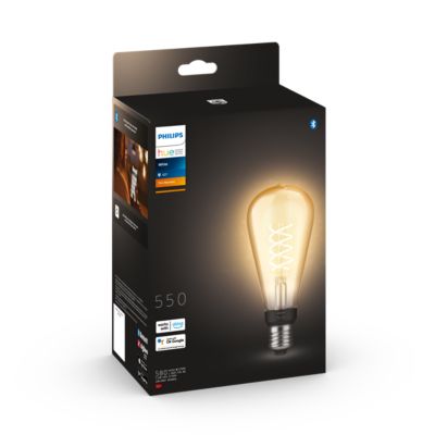 Ampoule LED connectée Philips Hue ST72 Edison E27 IP20 580lm 7W blanc ...