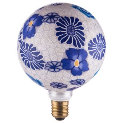 Ampoule LED E27 globe imprimé floral bleu Ø12,5cm 470lm Girard Sudron | Castorama