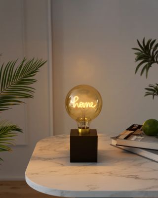 Ampoule LED E27 globe message “home” ambré 100 lm blanc chaud dimmable ...
