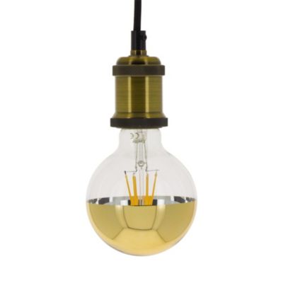 Ampoule LED E27 globe miroir doré filament 850 lm blanc chaud 8 W Xanlite