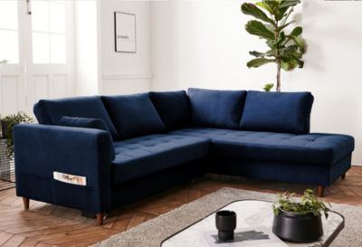 Anna - canapé d'angle droit - 5 places - convertible - en velours ...