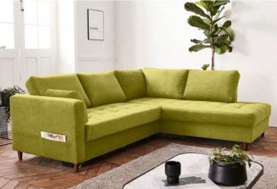 Anna - canapé d'angle droit - 5 places - convertible - en velours ...