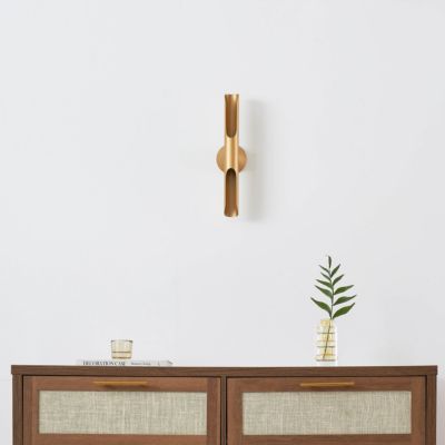 Applique dorée cylindre creux double faisceaux 33 cm - Colti