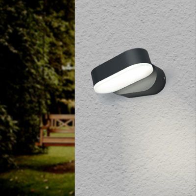 Applique Murale Noire LED 6W IP54 Orientable Ovale - Blanc Neutre 4000K ...