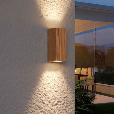 Applique Murale Scandinave Bois 2 Lampes GU10 70mm IP54 - Baleno
