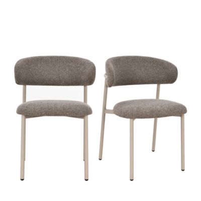 Aria - Lot de 2 chaises en tissu pieds beiges - Marron chiné