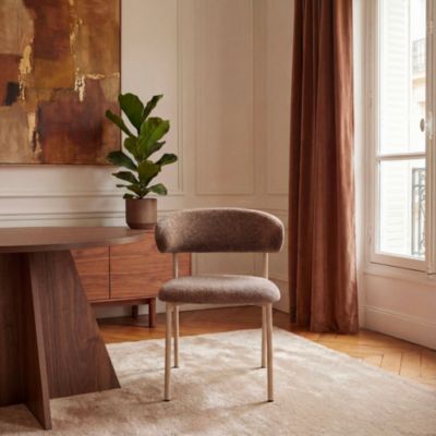 Aria - Lot de 2 chaises en tissu pieds beiges - Marron chiné