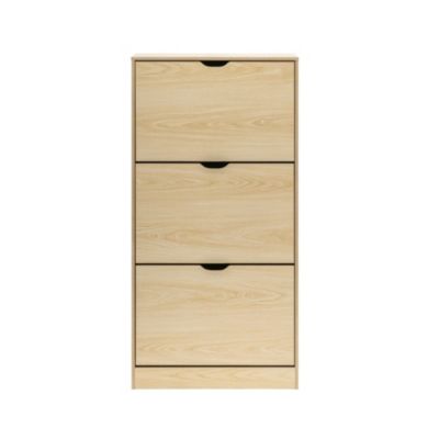 Armoire à Chaussures Rangement Compacte en MDF Beige pour 12 Paires ...