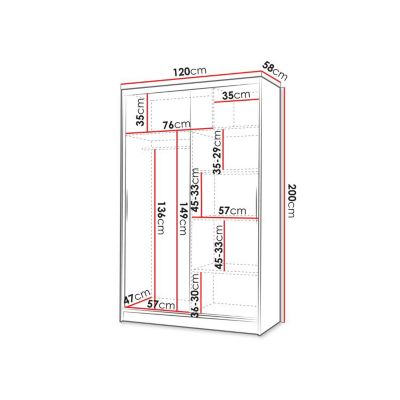 Armoire Closico 147, Nombre d'étagères: 5, 200x120x58cm