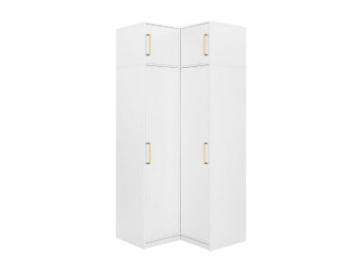 Armoire d'angle 2 portes - L115 cm - Blanc + Réhausse - LIZANDRO