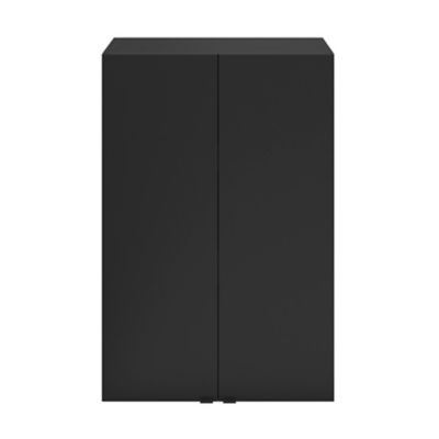 Armoire de salle de bains noir mat l.60 x H.90 x P.36 cm, GoodHome Imandra