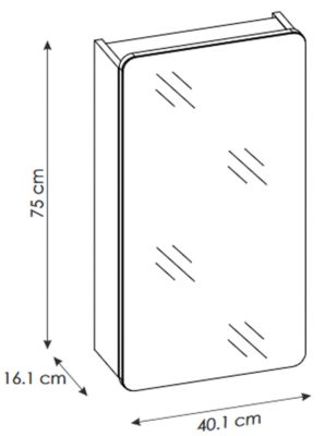 Armoire miroir de salle de bain - 40 cm - 1 porte - PASTI