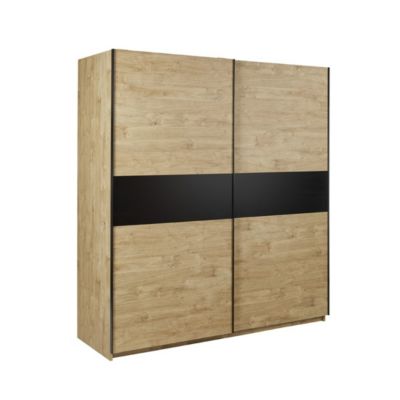 Armoire MORGANE 2 portes coulissantes Chene doré 200 cm Design robuste ...