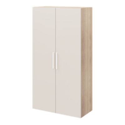 Armoire penderie 2 portes battantes beige cachemire et effet chêne ...