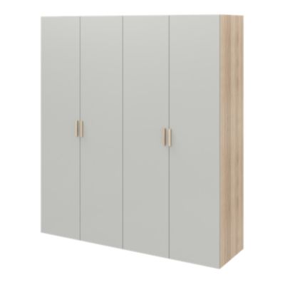 Armoire penderie 4 portes battantes gris clair et effet chêne GoodHome ...