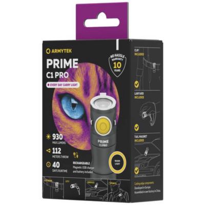 ArmyTek Prime C1 Pro Warm mini lampe torche rechargeable USB, 930 lm ...