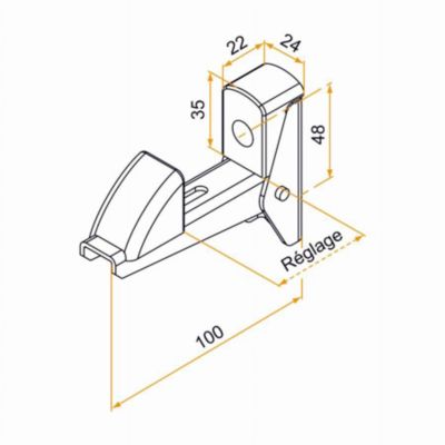 Arrêt automatique aluminium pour volet simple Noir RAL 9005 - réf. 900213