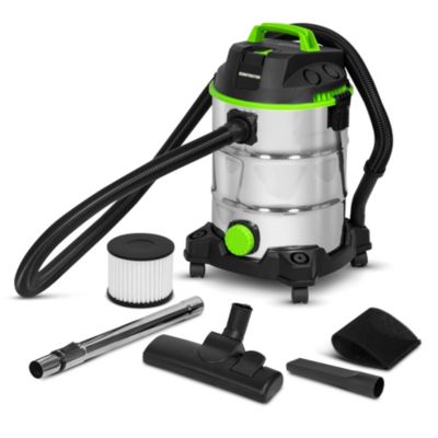 Aspirateur eau et poussières 1400W - 30L inox - 18 Kpa avec soufflerie et bouchon de vidange ...