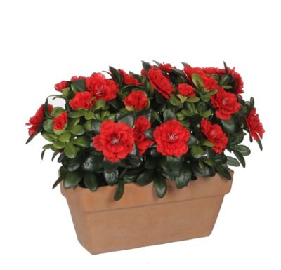 Azalea rouge artificiel 29 x 13 x h.27 cm en jardinière | Castorama