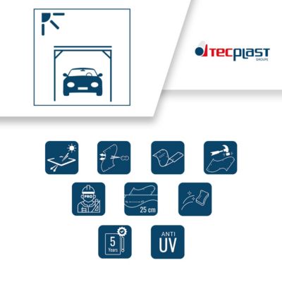 Bâche Carport Micro-Perforée 2,5x3 m Grise - Garantie 5 ans TECPLAST ...