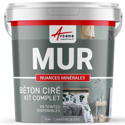BÉTON CIRÉ EN KIT : Spécial Murs Chartreux - Gris - 10 m² - ARCANE ...
