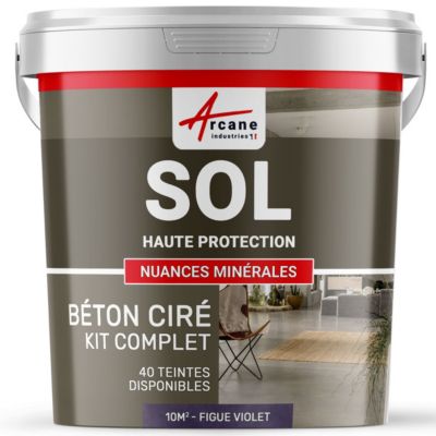 Béton Ciré Sol en Kit - Primaire et vernis de finition inclus Figue - 10 m² (en 2 couches ...