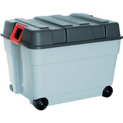 Bac de rangement à roulettes noir et rouge Maleo 180L | Castorama