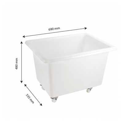 Bac grand volume 100 L - 2 roues fixes, 2 pivotantes avec freins - blanc