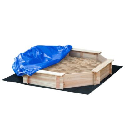 Bac à sable bois octogonal dim. 139,5 x 139,5 x 21,5 cm - 4 bancs ...
