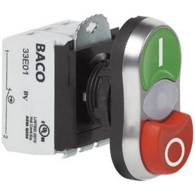 BACO L61QK21H Bouton-poussoir double touche 22,3 mm LED vert/rouge IP66