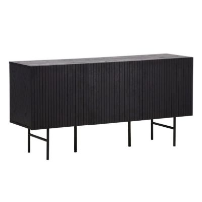 Bahut Design Nervuré "Bjorkon" 150cm Noir