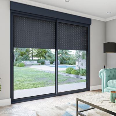 Baie vitrée coulissante 200 x 240 aluminium grise + volet roulant ...