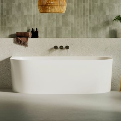 Baignoire asymétrique 180 x 86 x 80 cm Blanc Mat en minéral composite ...