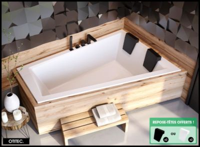 Baignoire Asymétrique sans Tablier - 180 x 125 cm - INTIMA DUO SANS TABLIER- DROITE - 2 REPOSE ...
