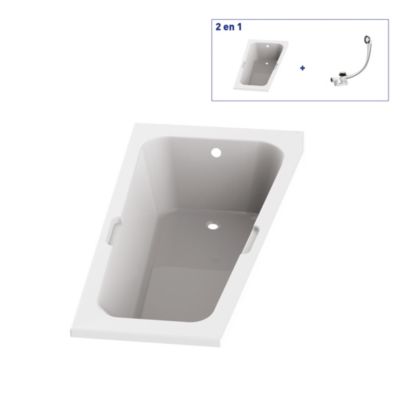 Baignoire asymétrique angle droit Chaloop L.160 x l.90 cm sans tablier Valentin