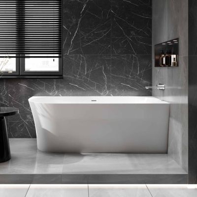 Baignoire d'angle semi-ilot Acrylique 150x78x60cm Blanc brillant ...