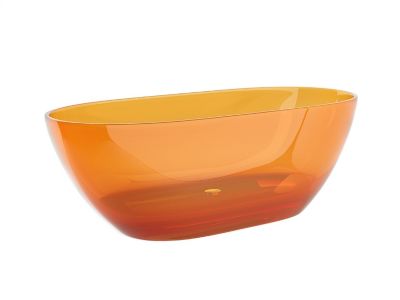 Baignoire îlot translucide - 292L - 160 x 72 x 56 cm - Orange - Résine ...
