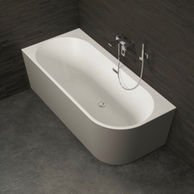 Baignoire semi-îlot murale CAPRI 180 Gauche Grise L. 180 x l. 81 cm, by SPALINA | Castorama