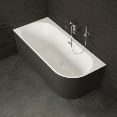 Baignoire semi-îlot murale CAPRI 180 Gauche Noire L. 180 x l. 81 cm, by SPALINA | Castorama