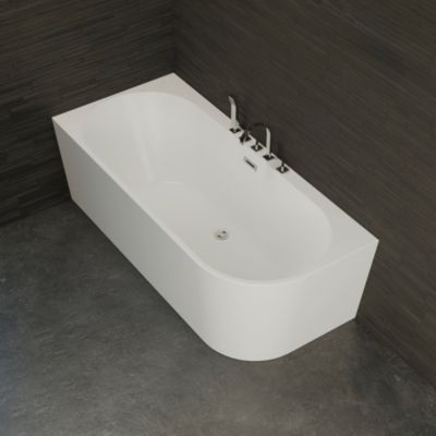 Baignoire semi-îlot murale CAPRI GAUCHE+Robinetterie Chromée L. 170 x l. 76 cm, by SPALINA ...