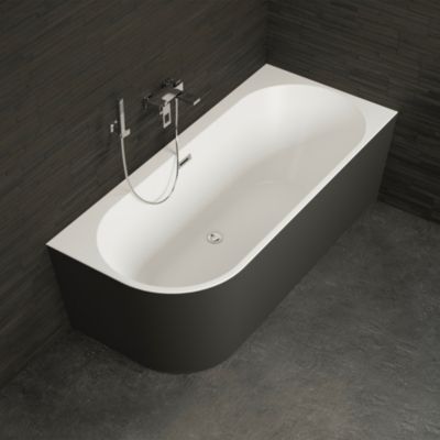 Baignoire semi-îlot murale CAPRI Noire Mate Droite 170x76cm, by SPALINA | Castorama