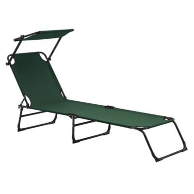 Bain de Soleil Pliable Lomeda avec Pare-soleil Vert Foncé 187 x 53 x 27 ...