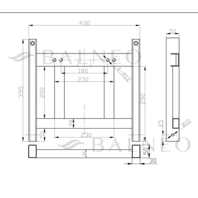 Balneo Bâti-support mural pour Bidet suspendu, universel, Fix-Frame BI