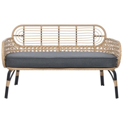 Banc avec coussin d'assise PRATELLO 122 cm Polyrotin Naturel
