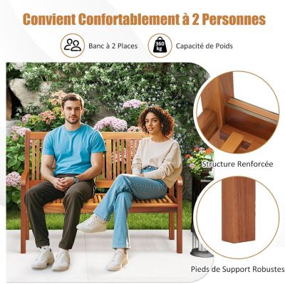 Banc d'Extérieur en Bois d'Acacia,avec Dossier en Form d'Arc et ...