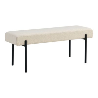 Banc Swindon en Boucle Blanc avec Pieds Noirs - Dimensions 100 x 36 x ...