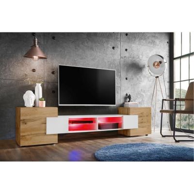 Banc TV Merano Version 1 Komodee - avec eclairage LED RGB - Bois ...